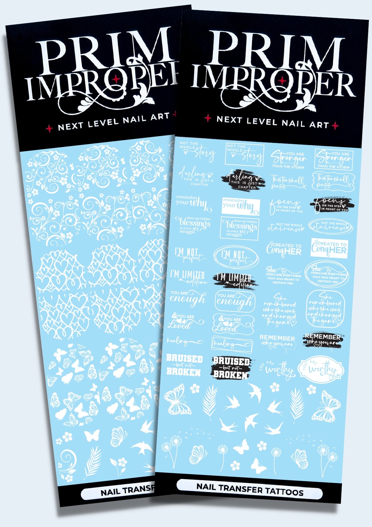 POSITIVE VIBES NAIL TRANSFER TATTOOS | ELEVATE & EMPOWER | WHITE